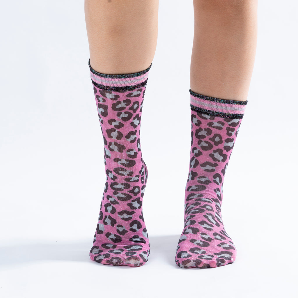 Glitter Leo Pink High Çorap – Wigglesteps